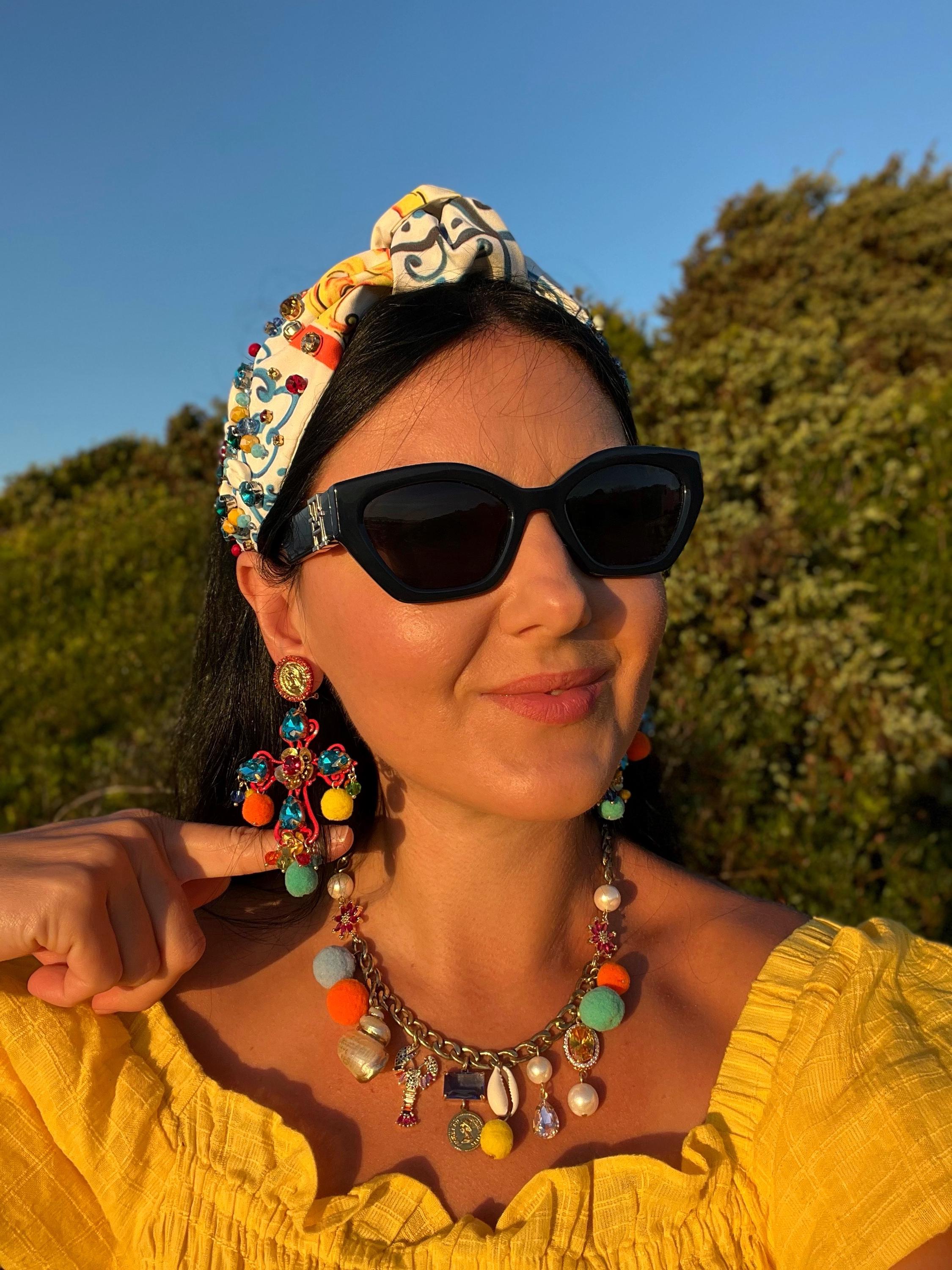 Sicilian Majolica Jewelry Set Top Knotted Turban Headband Dolce Vita ...