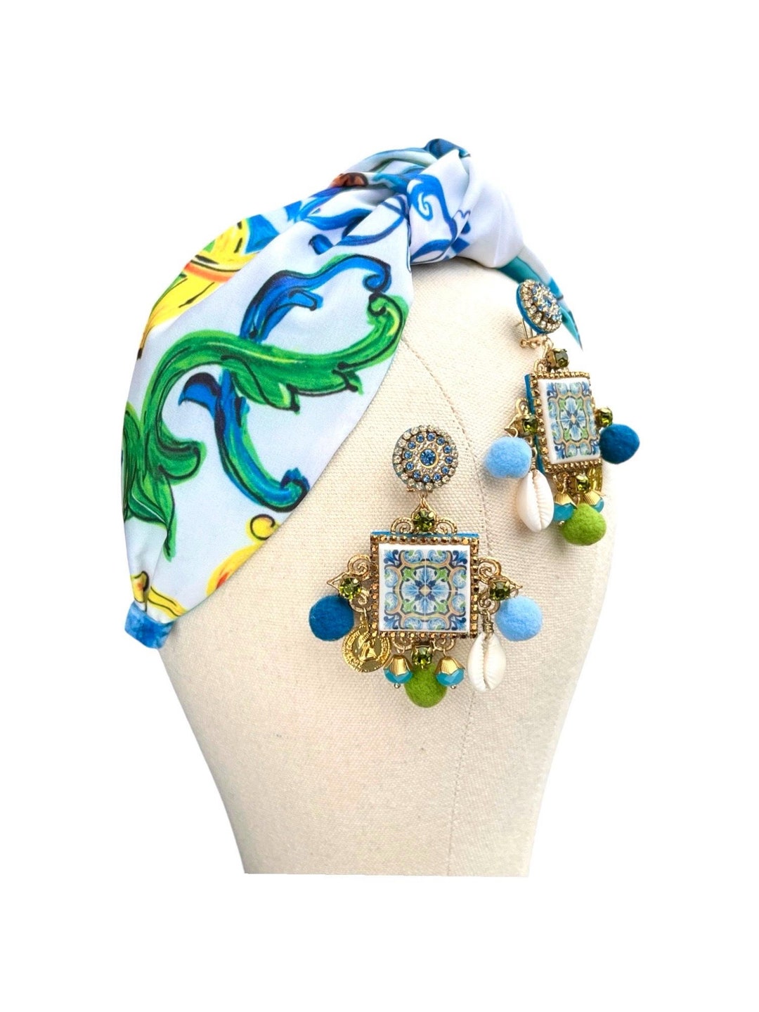 Sicilian Shell Jewelry Set Dolce Vita Headband Italian Majolica Summer ...