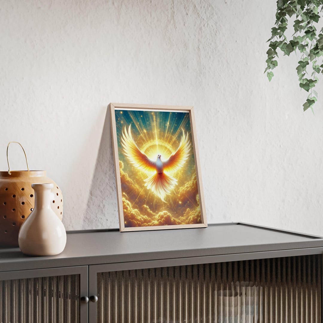 Wall Art, All Mighty Holy Spirit Poster With Wooden Frame - Religious ...