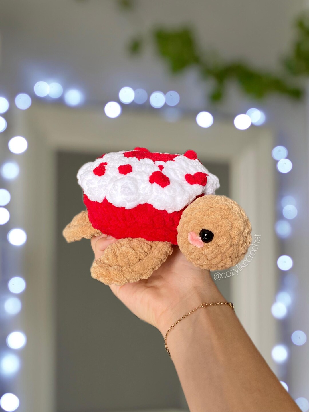 Red Velvet Donut Turtle Crochet Plushie Handmade Gift Crochet Turtle Plushie Donut Turtle ...