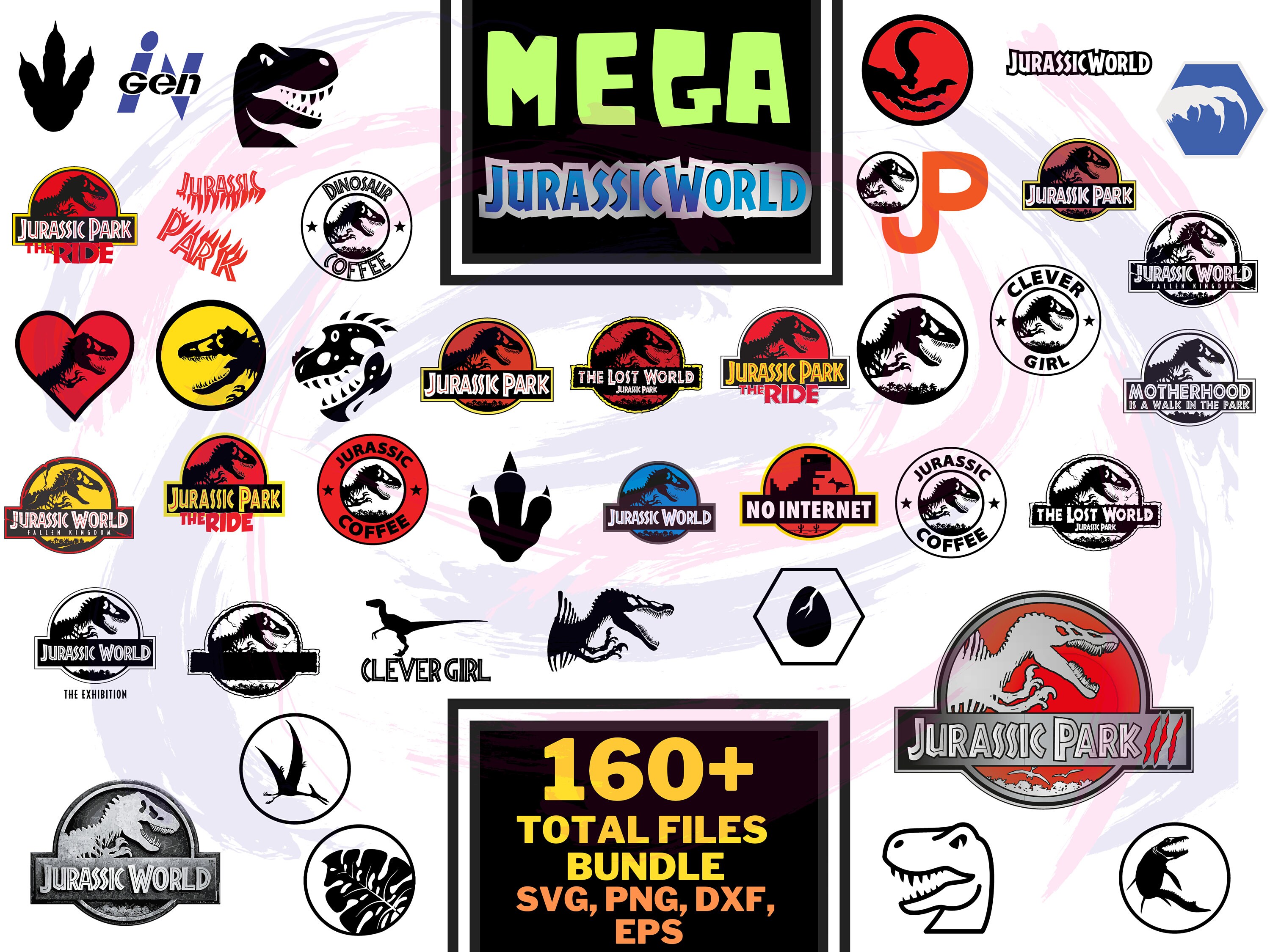 Jurassic World Svg Bundle, Png, Svg, Dxf, Eps, Dinosaur T-rex Svg ...