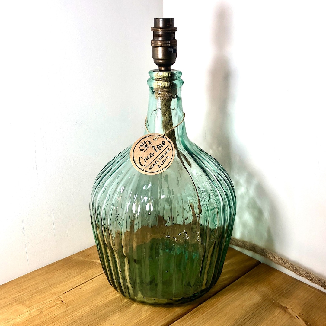 Bespoke Ribbed Demijohn Glass Lamp | Eco-friendly | Recycled Glass ...