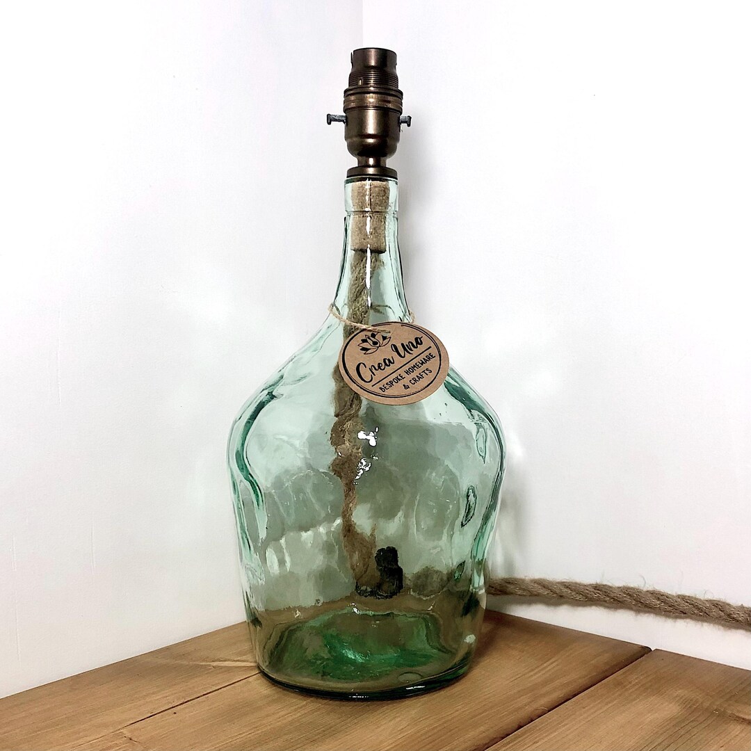 Small Handmade Demijohn Glass Lamp | Eco-friendly | Recycled Glass ...