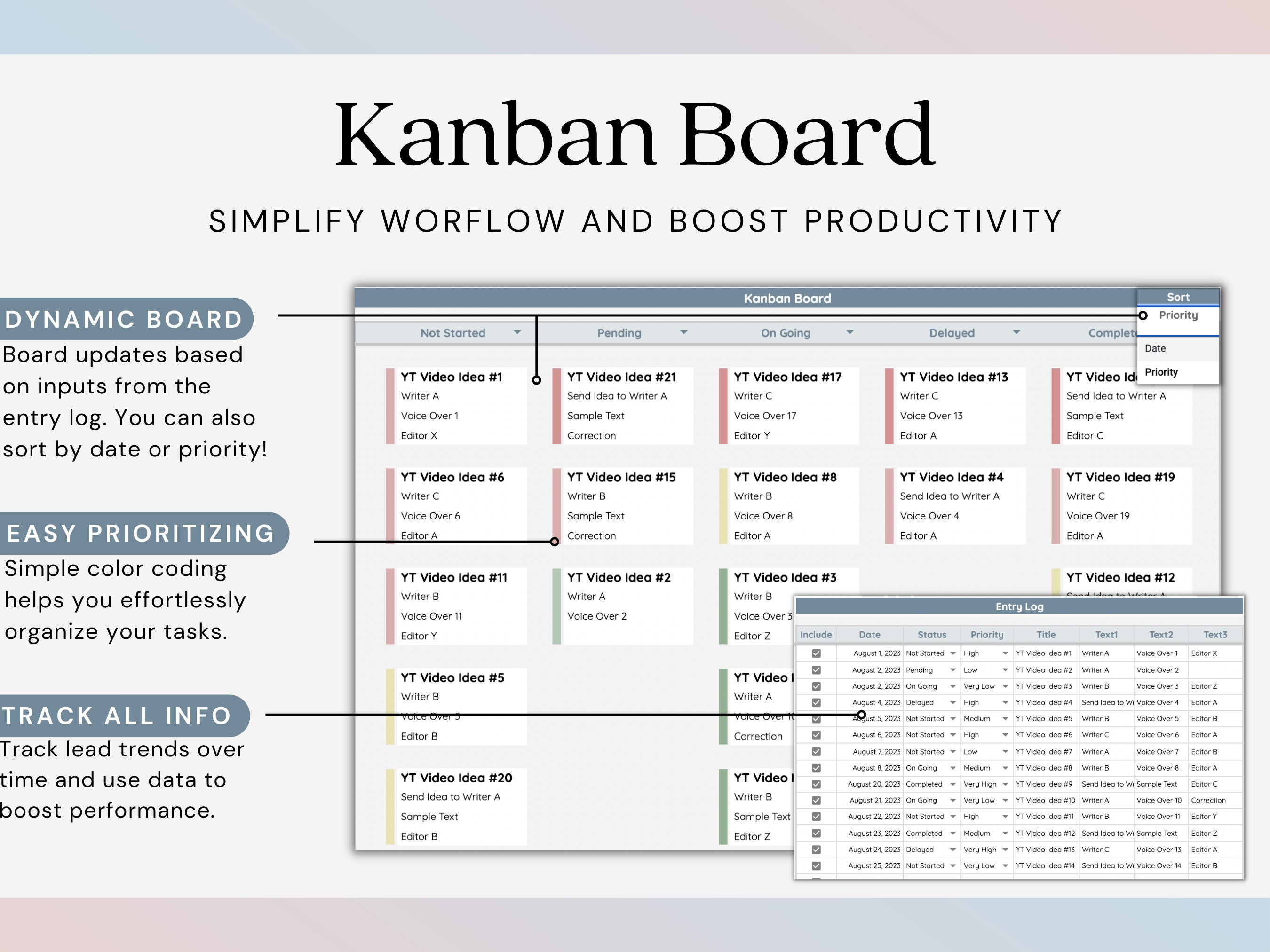 Kanban Board Project Management Template Task Tracker Project Planner ...