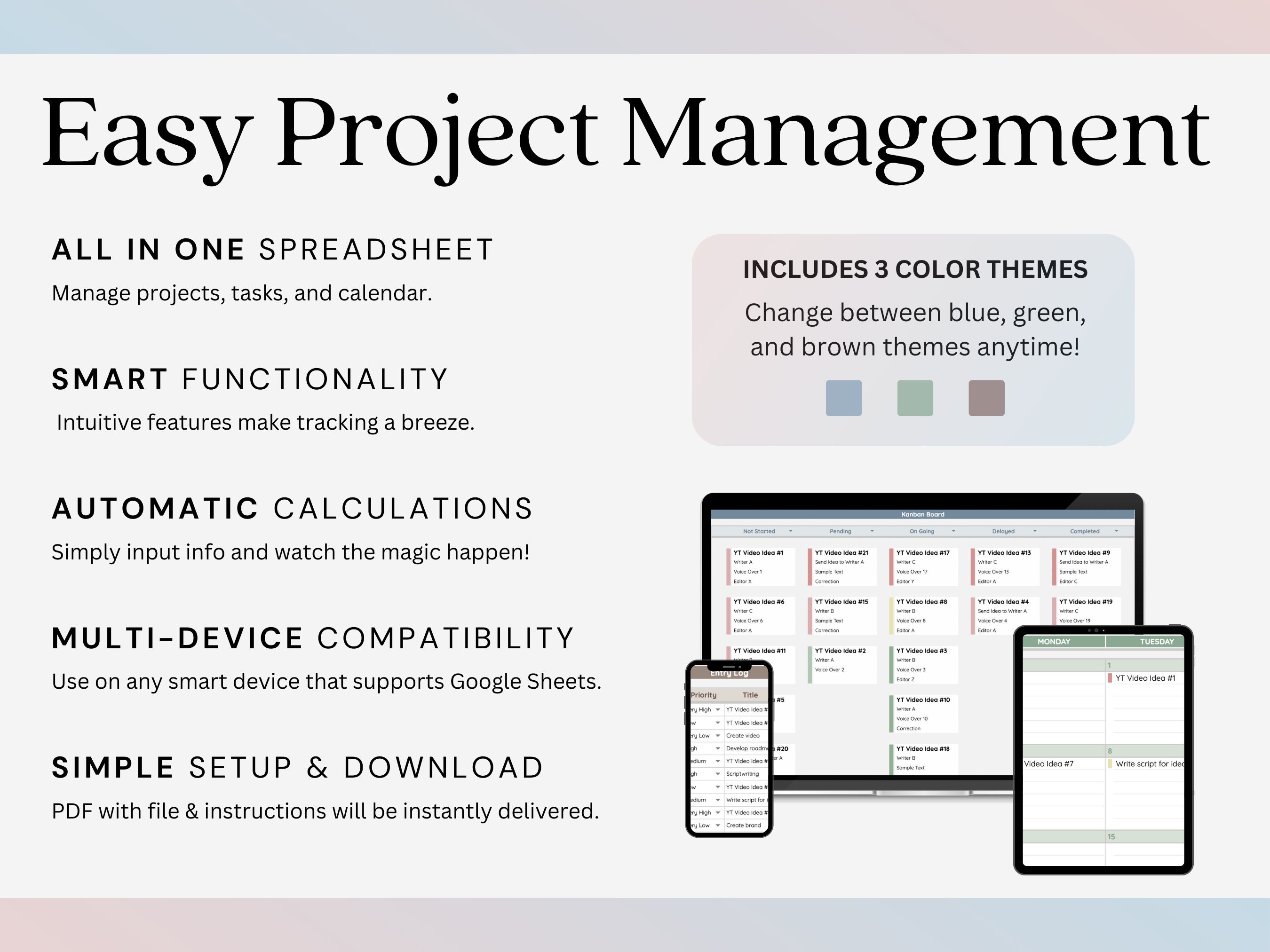 Kanban Board Project Management Template Task Tracker Project Planner ...