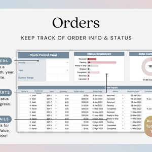Order Tracker Spreadsheet | Product Sales Manager | Small Business ...