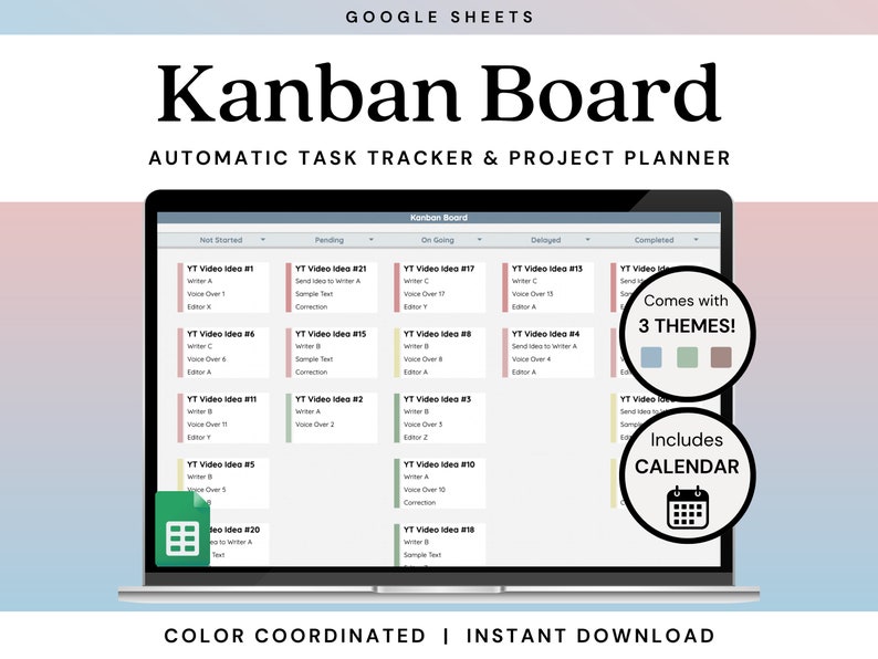 Kanban Board Project Management Template Task Tracker Project Planner & Manager Priority List ...