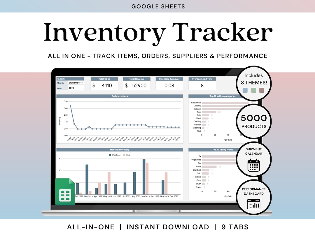 Inventory Tracker Spreadsheet | Small Business Template | Product ...
