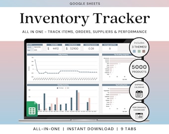 Inventory Order Tracker Spreadsheet, Product Tracking Template for ...