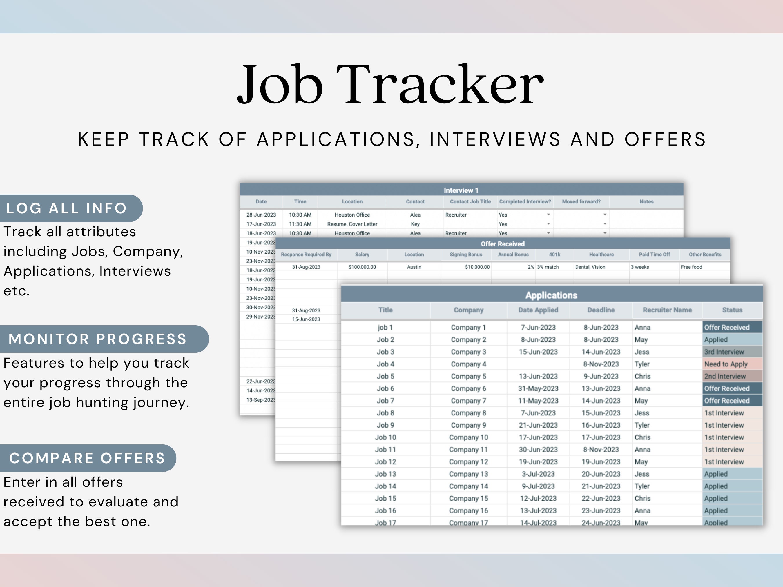 Job Application Tracker | Job Tracker Template | Job Planner ...