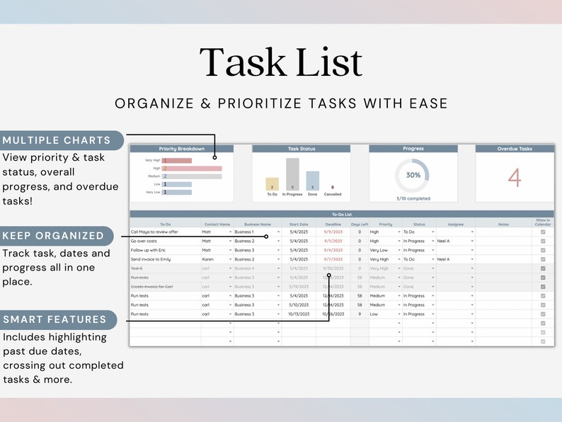 Lead Tracker Spreadsheet Small Business Lead Management Task Tracker ...