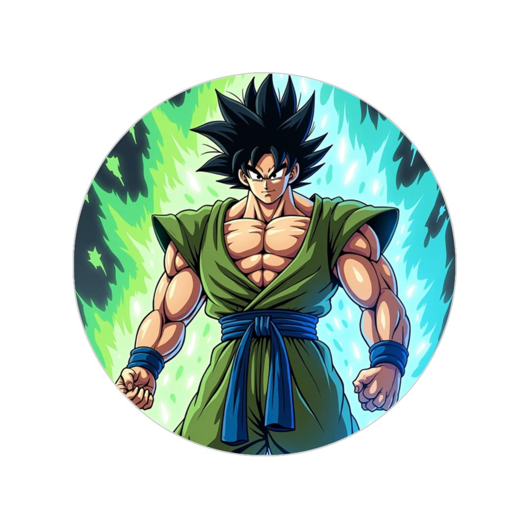 Anime Fusion: Transparent Outdoor Stickers, Round, 1pcs Broly & Goku ...
