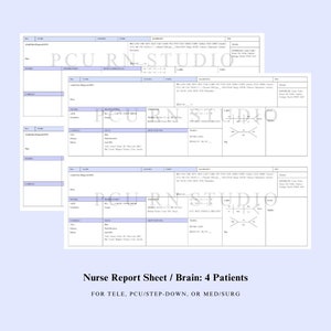 Nurse 4 Patient Report Sheet Brain for Telemetry, PCU Step-down, Med Surg - Etsy