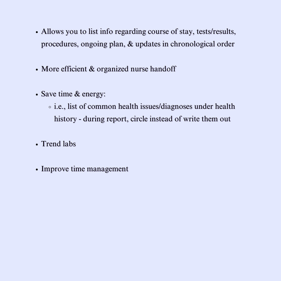 Nurse 4 Patient Report Sheet Brain for Telemetry, PCU Step-down, Med ...