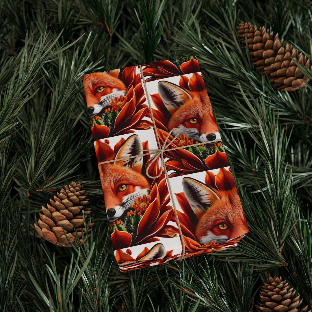 Red Fox Wrapping Paper - Etsy