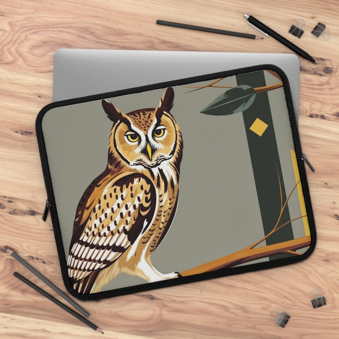 Midcentury Inspired Owl Laptop Sleeve - Eco-friendly Computer Case ...