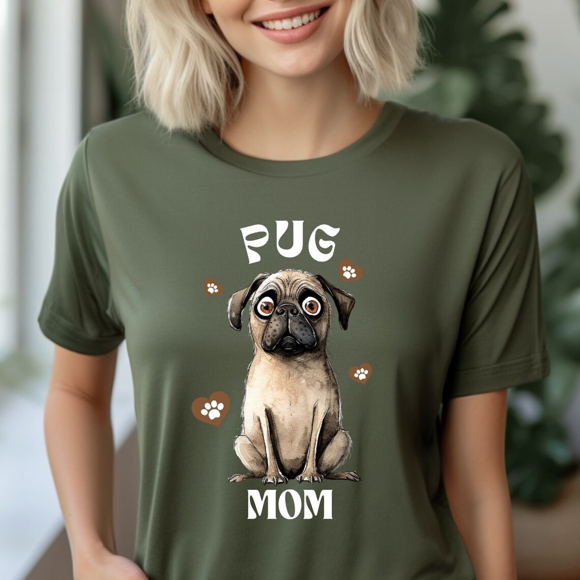 Funny Pug Mom Dog Breed T-shirt, Women's Cute Pug Dog Lover Shirt Gift ...