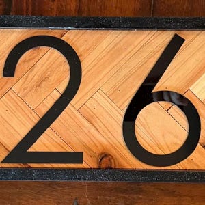 Handcrafted Cedar Address Sign: Modern Herringbone House Number Plaque ...