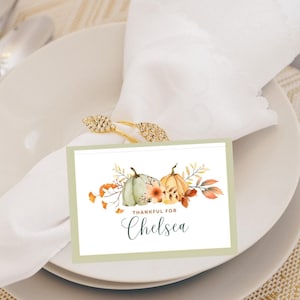 Thanksgiving Name Cards Editable Template, Dinner Party, Thanksgiving ...