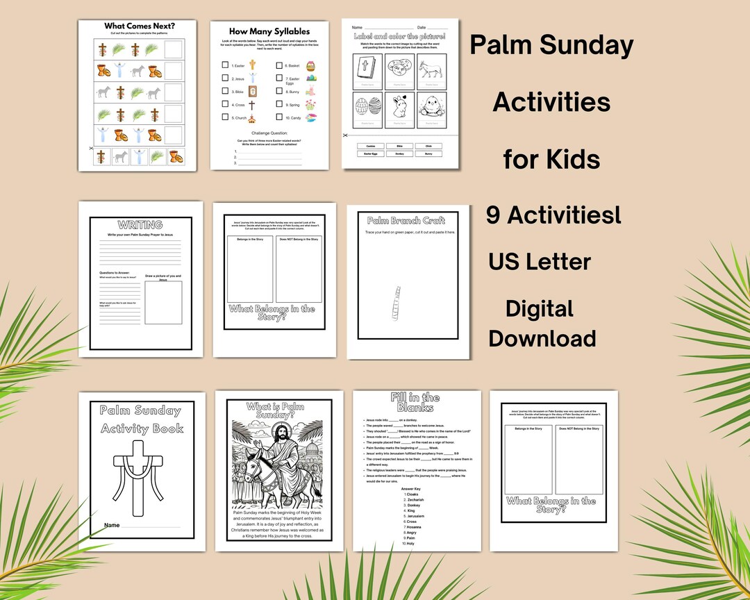 Palm Sunday Activities Bundle for Kids - Holy Week Activities - Easter ...