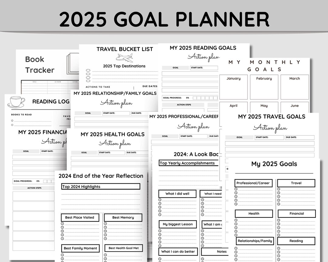2025 Goal Planner Bundle, 2024 End of Year Reflection, SMART Goal ...