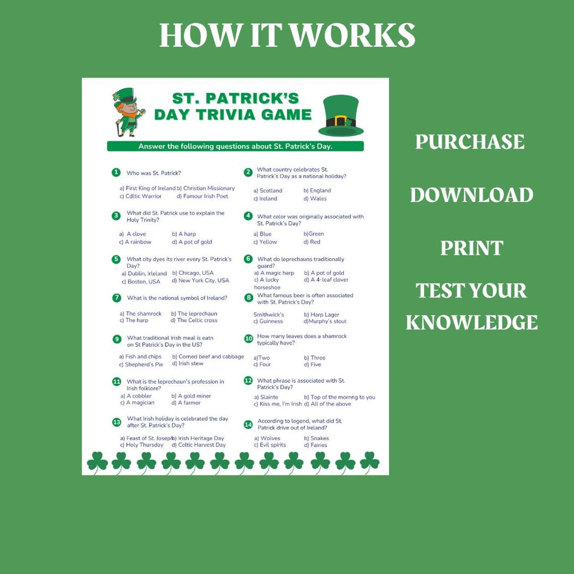Saint Patricks Day Trivia Game - Classroom Activity - Teacher Resource ...