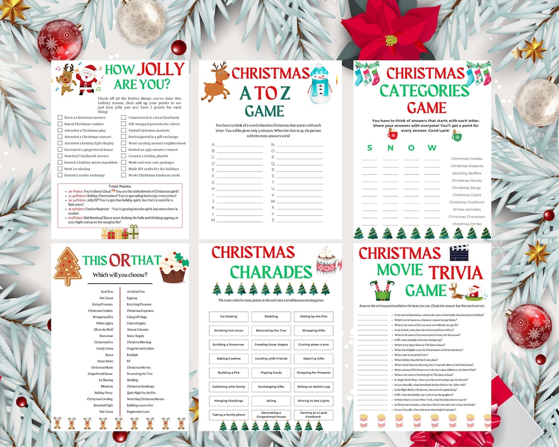 12 Printable Christmas Game Bundle, Christmas Party Games, Christmas ...