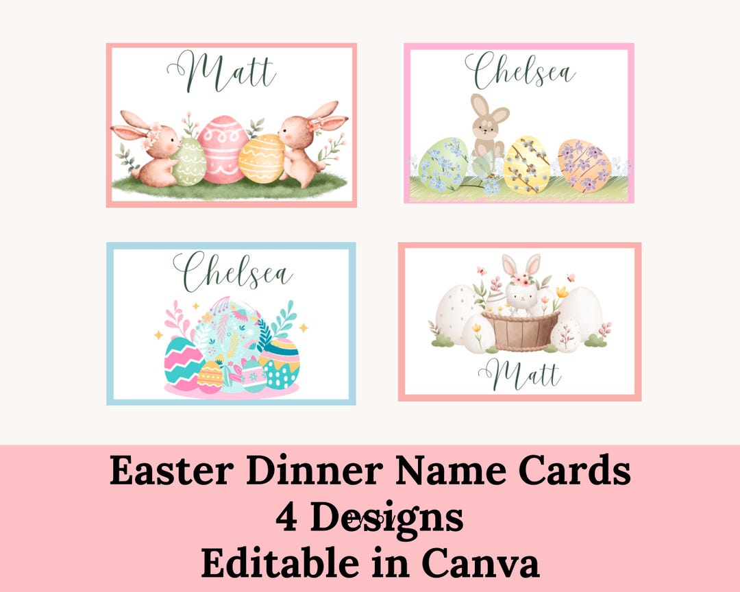 Easter Name Cards Editable Template, Dinner Party, Easter Celebration ...