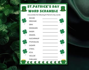 St Patricks Day Word Scramble Game - Etsy