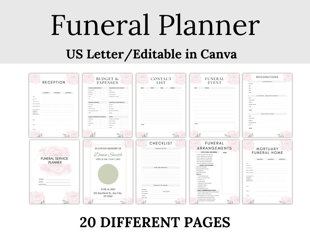 Funeral Service Planner: Celebration of Life Checklist (digital ...