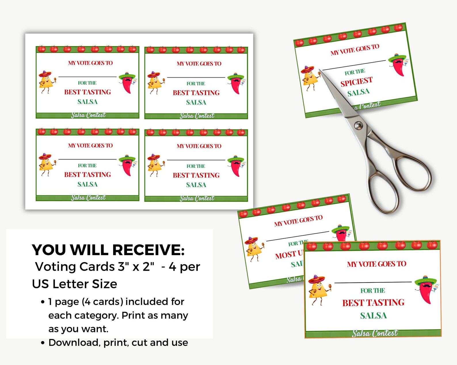 Salsa Contest Kit: Printable Certificates, Ballots, and Scorecards ...