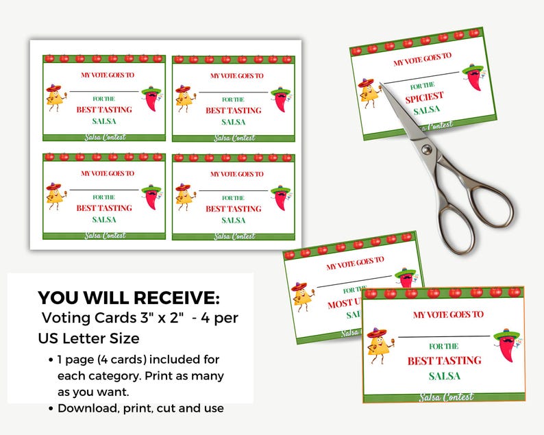Salsa Contest Kit: Printable Certificates, Ballots, and Scorecards ...