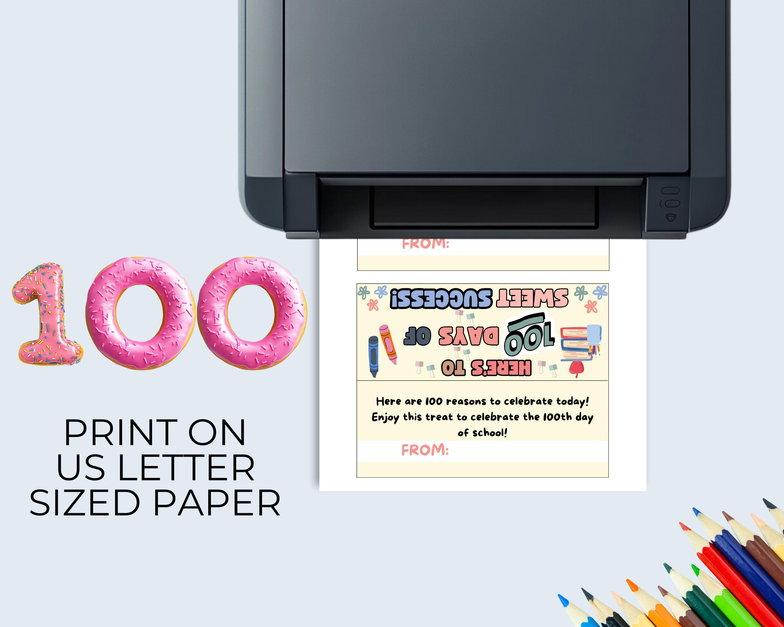 100th Day of School Treat Bag Toppers (PDF) - Etsy