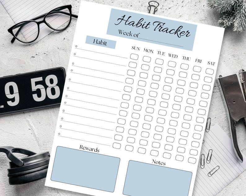 Habit Tracker Weight Loss Tracker Accountability Chart Positive Daily ...