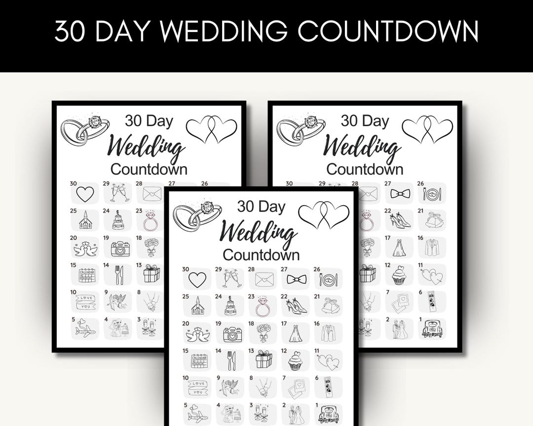 30 Day Wedding Countdown Printable - Etsy