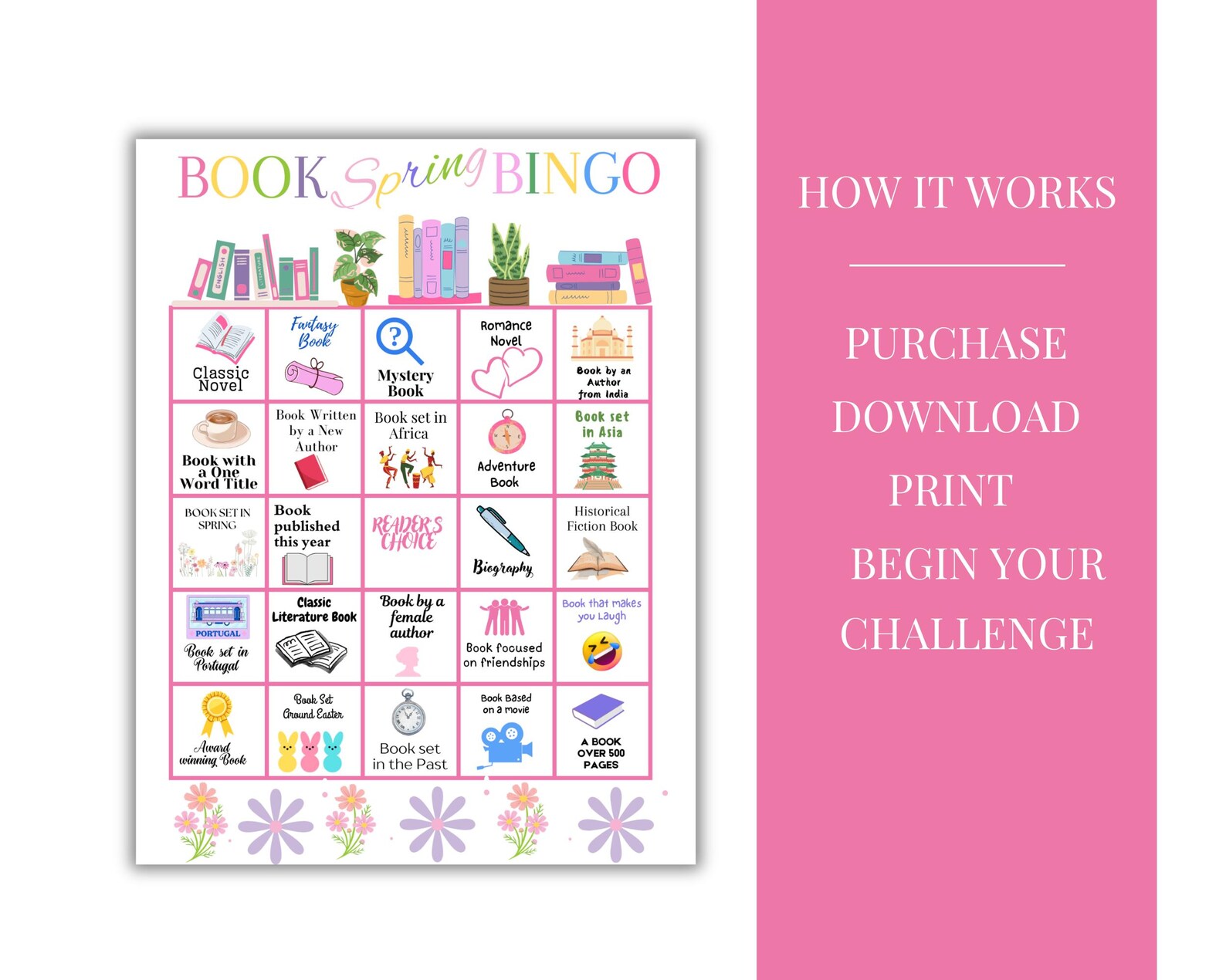Spring Book Bingo - Reading Challenge - Book Club Challenge - Book Club ...