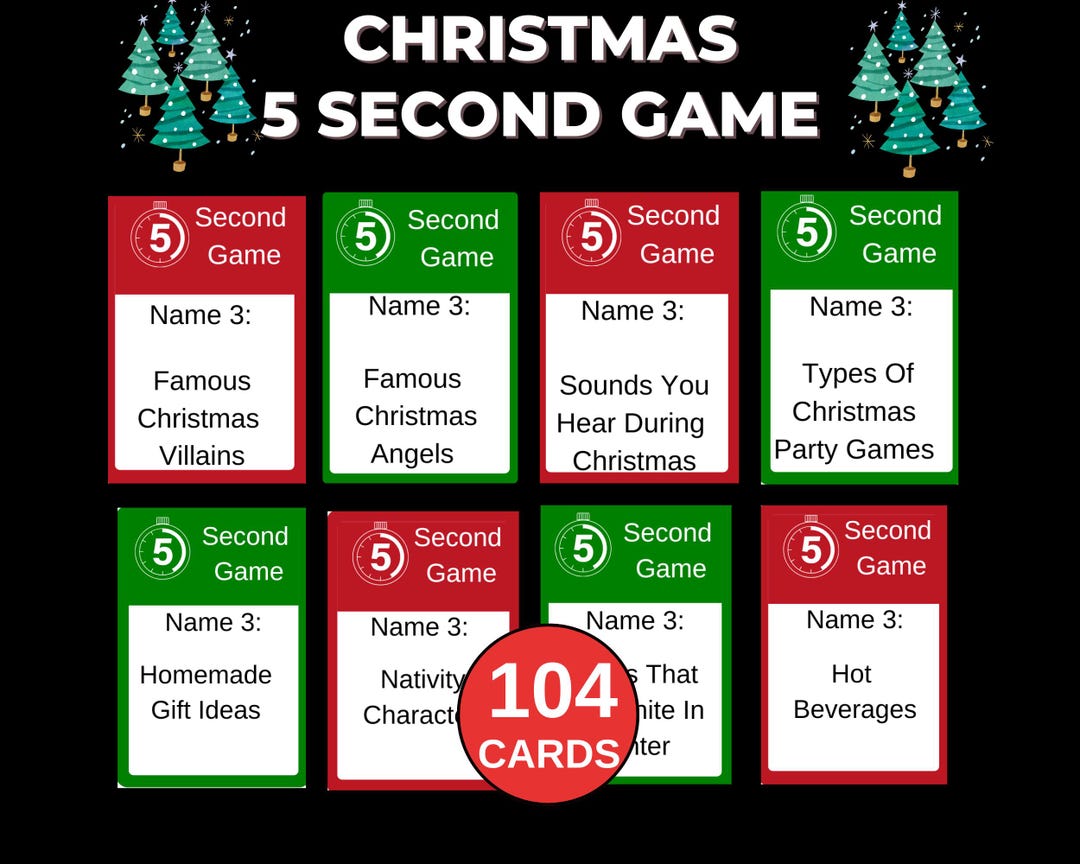 Christmas 5 Second Game: Printable Holiday Party Activity (PDF) - Etsy