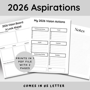 2026 Vision Board Template: Aspirational Goals Planner (PDF) - Etsy
