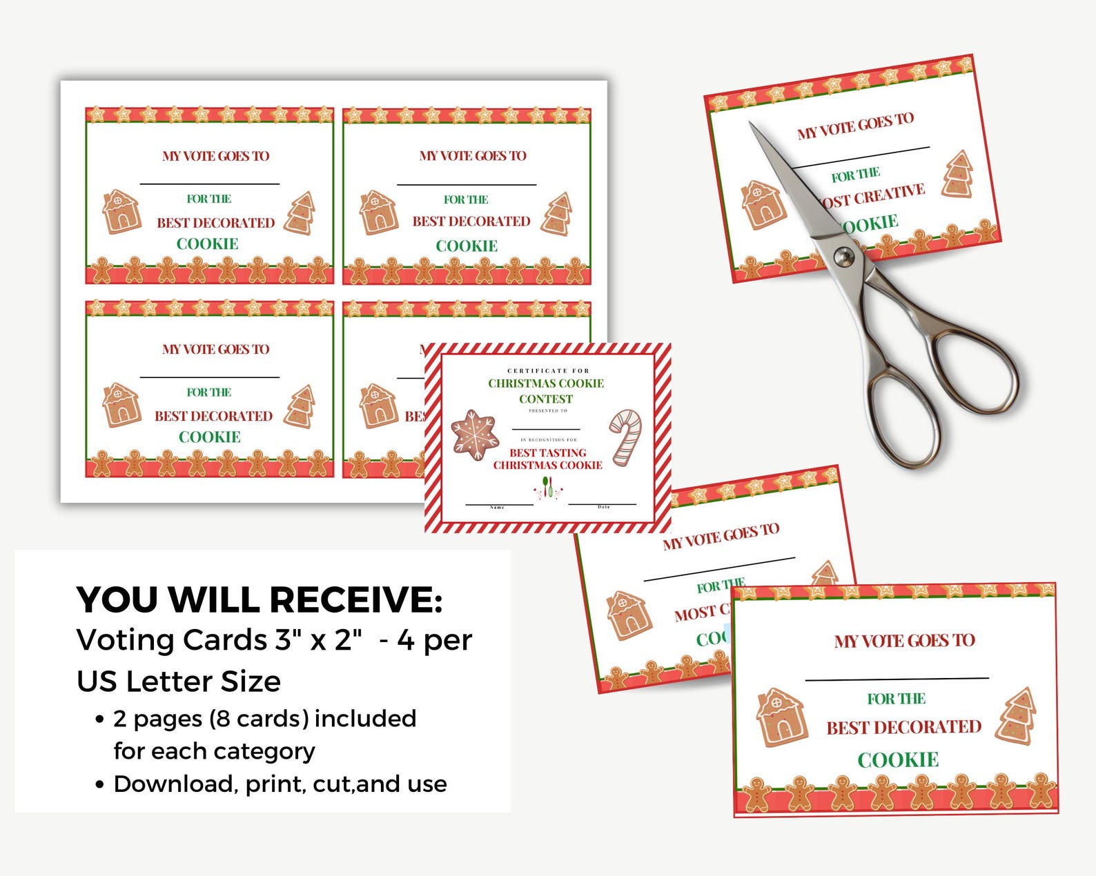 Christmas Cookie Contest Kit: Printable Award Certificates (PDF) - Etsy