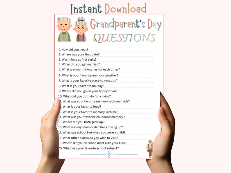 Grandparents Day Questions - Grandma and Grandpa Keepsake Memories ...