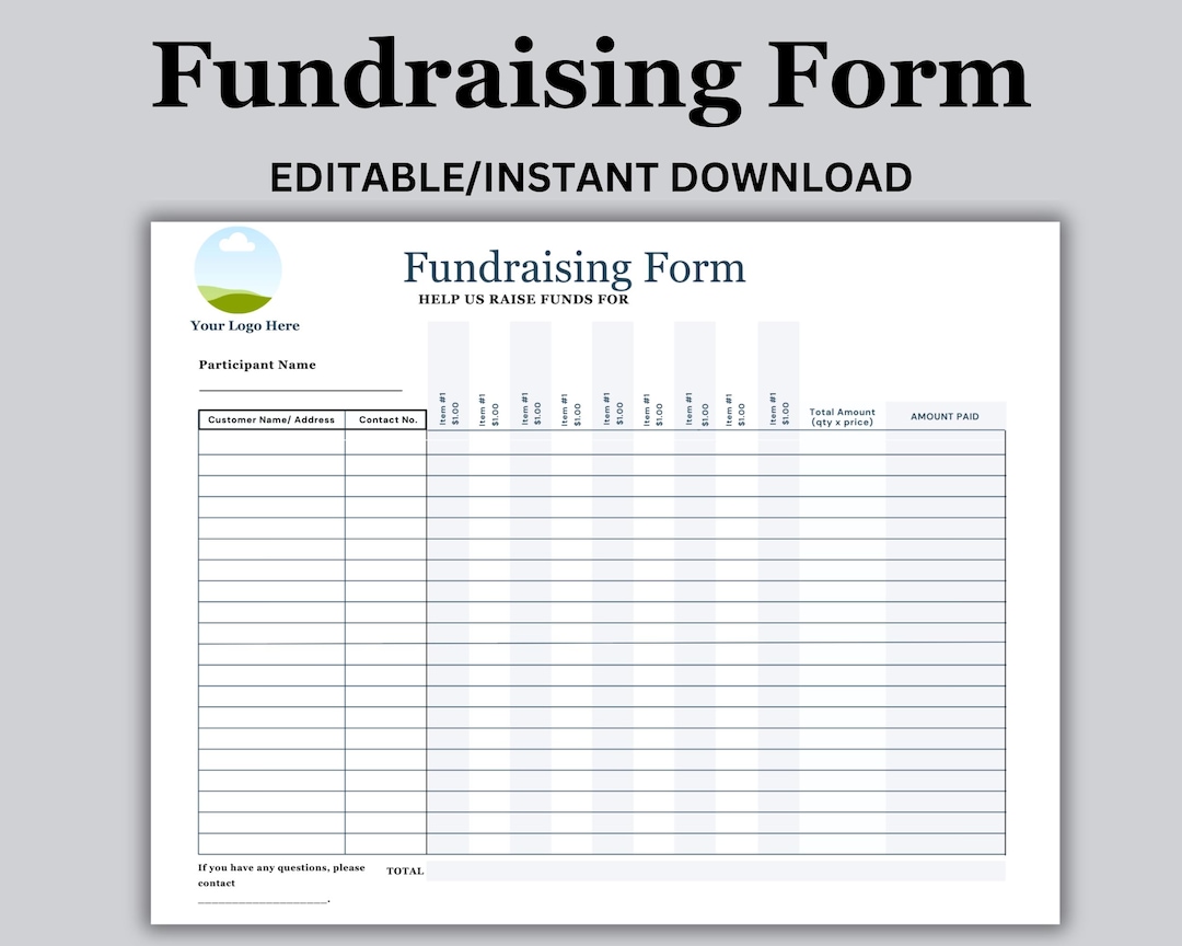 Editable Fundraising Form: Canva Template (digital Download) - Etsy