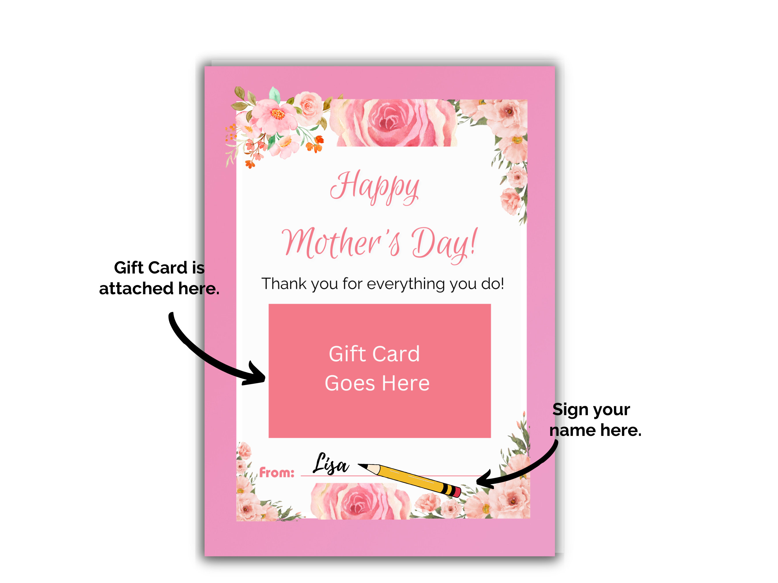 Floral Mother's Day Gift Card Holder - Printable PDF - Etsy