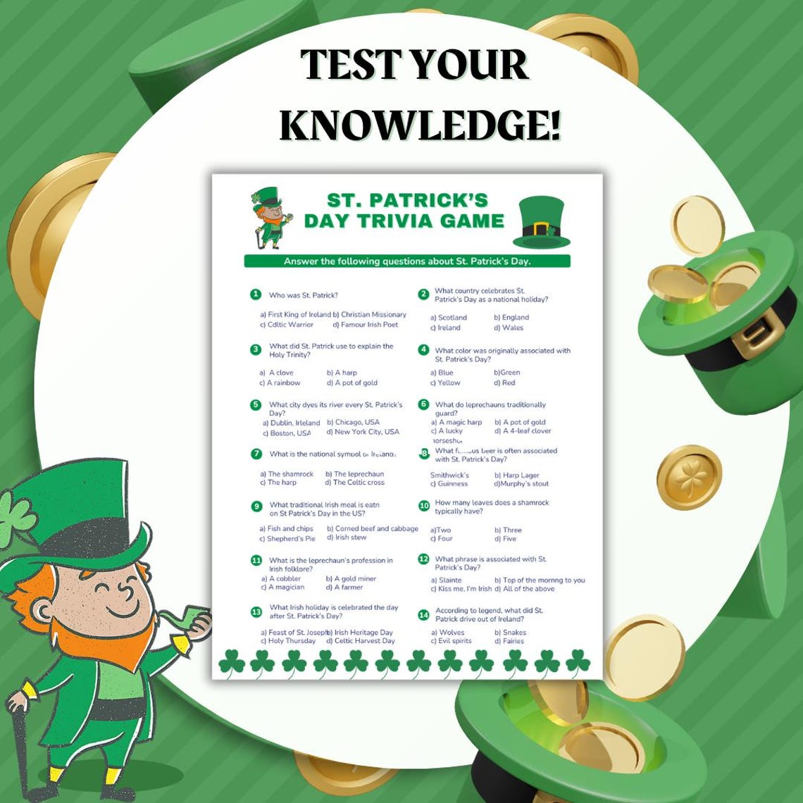Saint Patricks Day Trivia Game - Classroom Activity - Teacher Resource ...