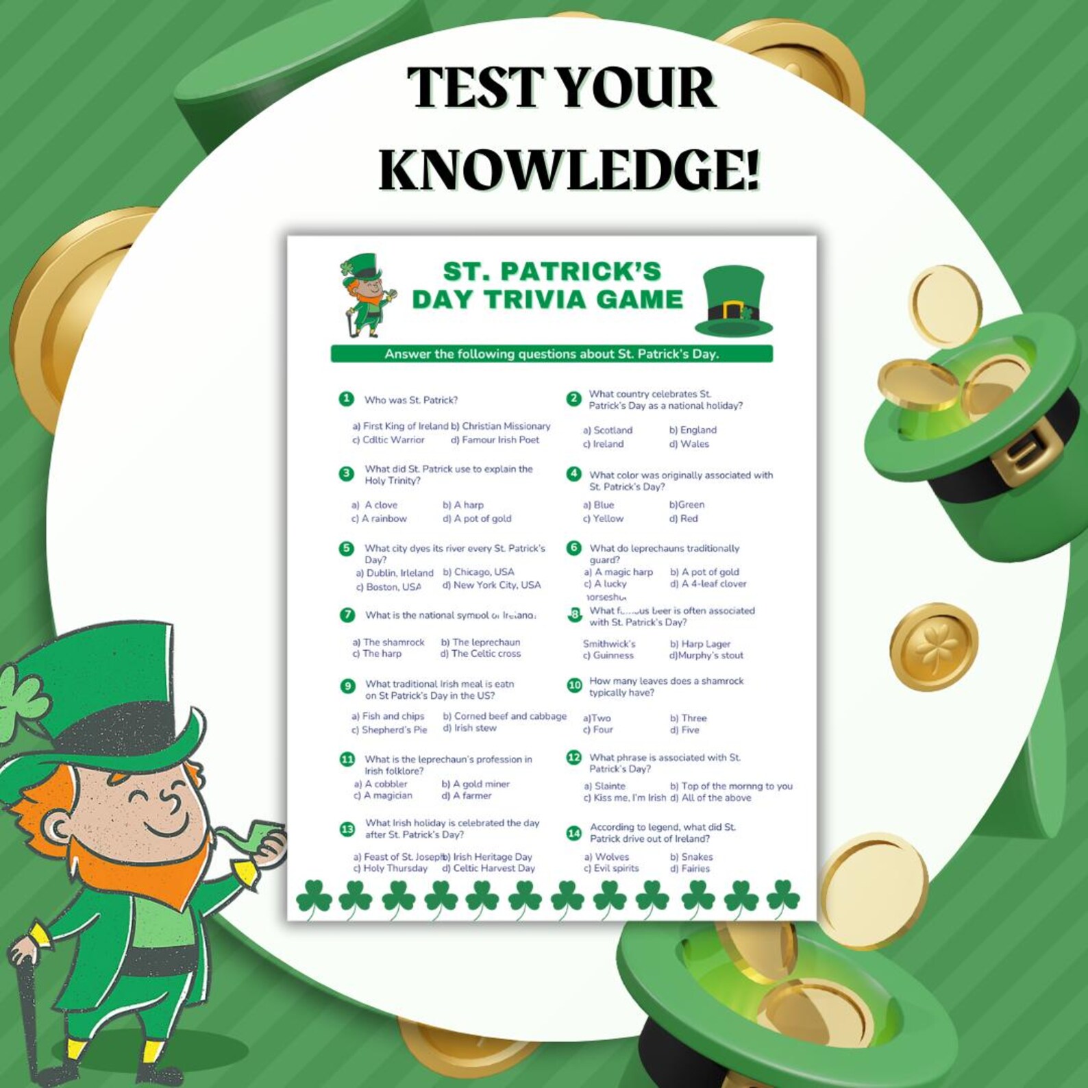 Saint Patricks Day Trivia Game - Classroom Activity - Teacher Resource ...