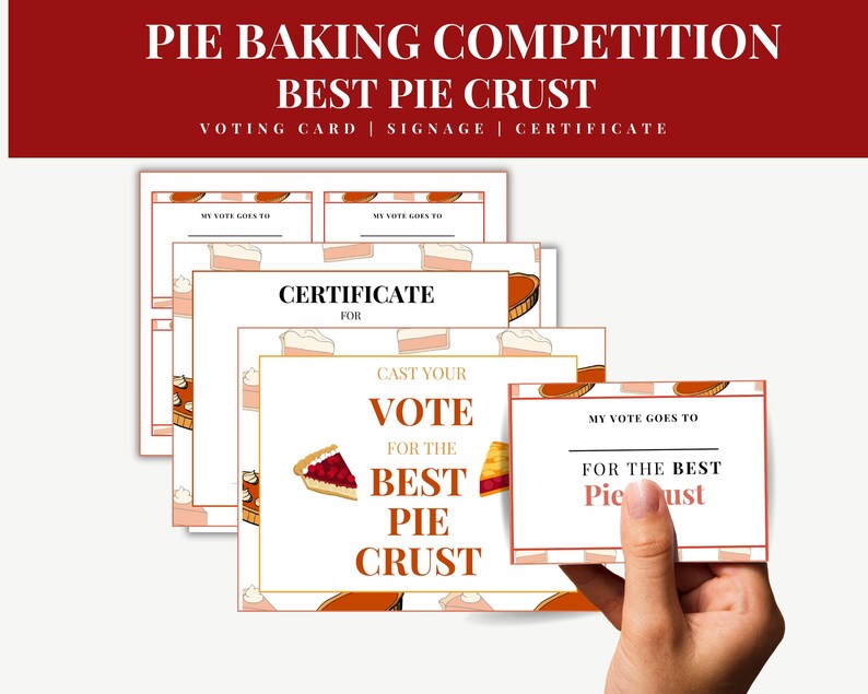 Pie Baking Contest Kit: Scorecard, Certificates, Voting Cards (PDF) - Etsy