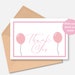 Baby Girl Thank You Card Pink Balloon Wishes Baby Shower Printable Card ...