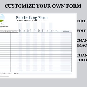 Editable Fundraising Form: Canva Template (digital Download) - Etsy