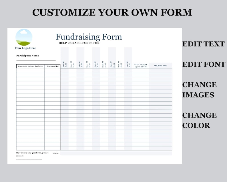 Editable Fundraising Form: Canva Template (digital Download) - Etsy