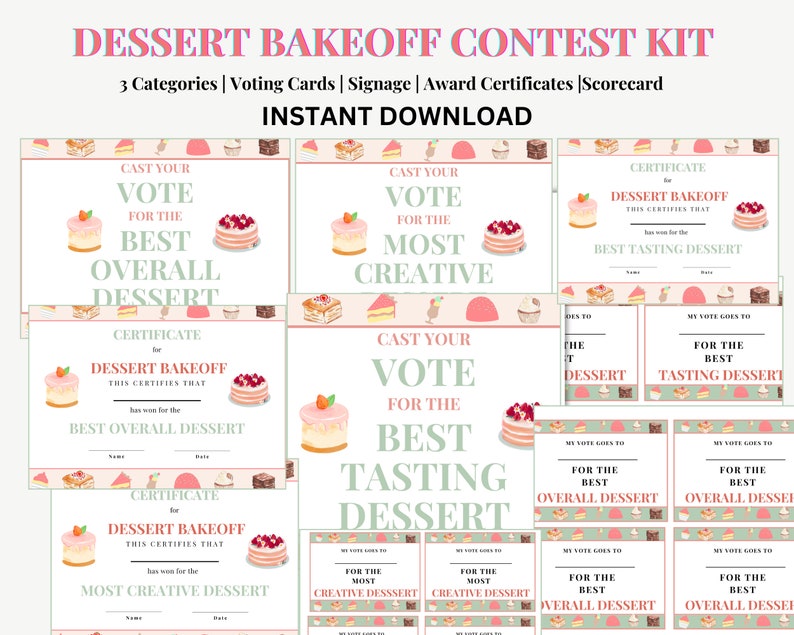 Dessert Bakeoff Contest Kit - Baking Competition - Dessert Competition ...