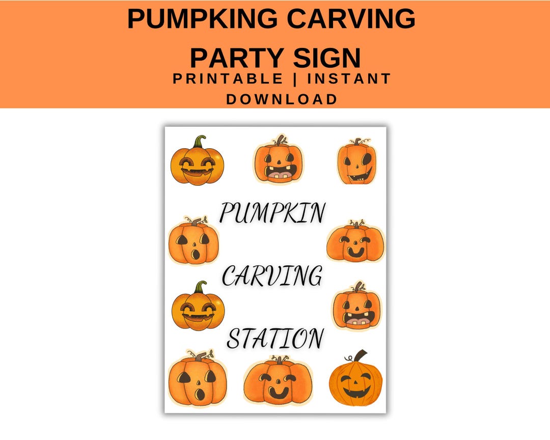 Pumpkin Carving Station Sign, Pumpkin Party Signage, Halloween Event ...